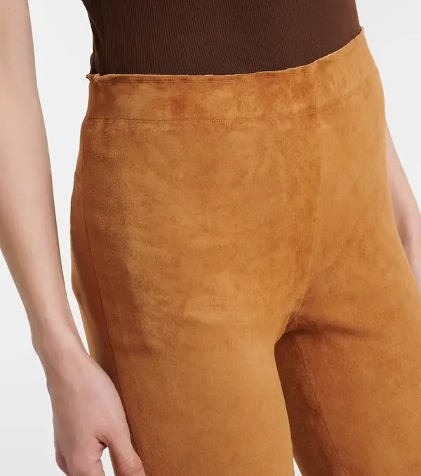 Stouls Jp Long Suede Flared Pants - Brown