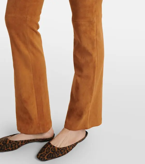 Stouls Jp Long Suede Flared Pants - Brown