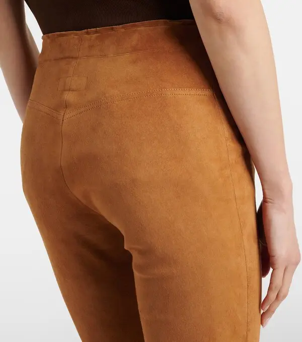 Stouls Jp Long Suede Flared Pants - Brown