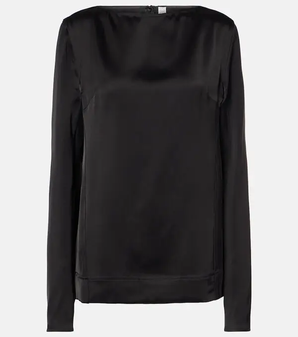TOTEME Satin Viscose Top - Black