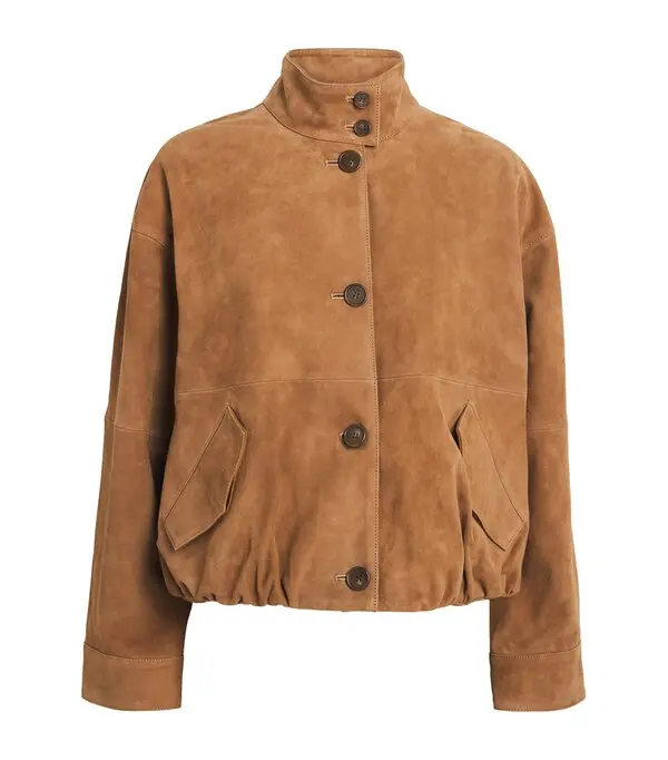 Simkhai Suede Marley Bomber Jacket - Beige