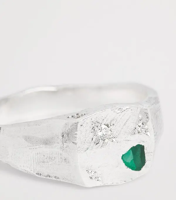 THE OUZE Sterling And Emerald Signet Ring