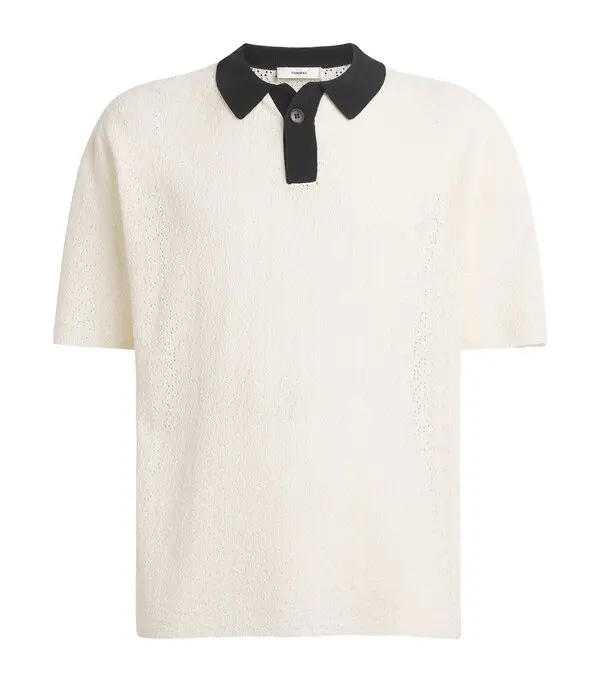 Commas Cotton-blend Pointelle Knit Polo Shirt