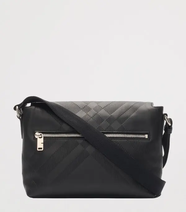 Burberry Check-embossed Leather Messenger Bag