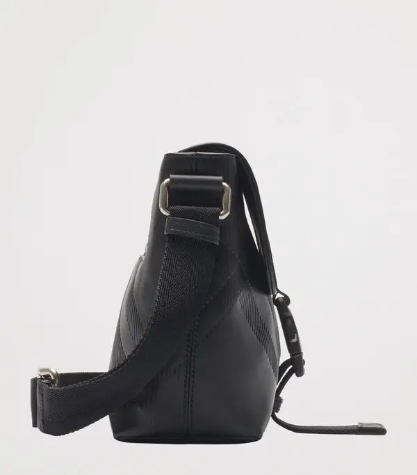 Burberry Check-embossed Leather Messenger Bag