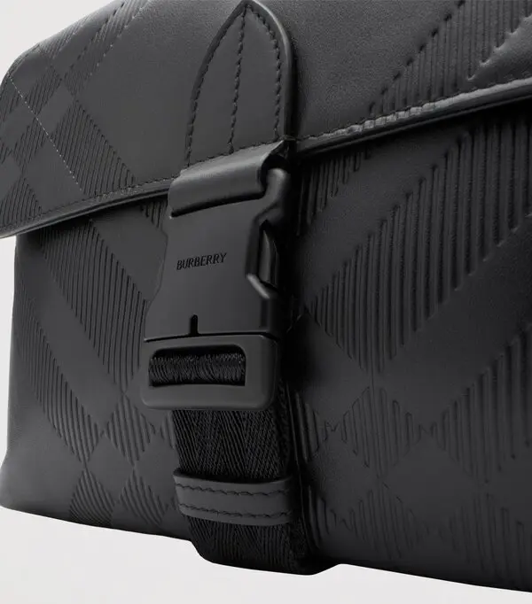 Burberry Check-embossed Leather Messenger Bag