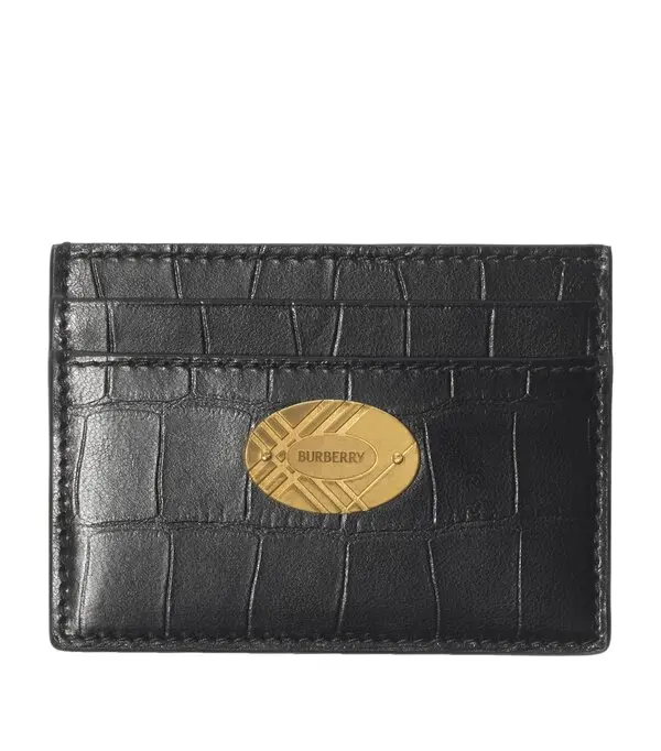 Burberry Lambskin Croc-embossed Cotswolds Card Holder - Black
