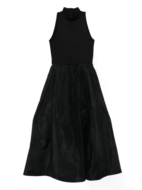 Maje Ribbed Knit & Satin Effect Midi Dress