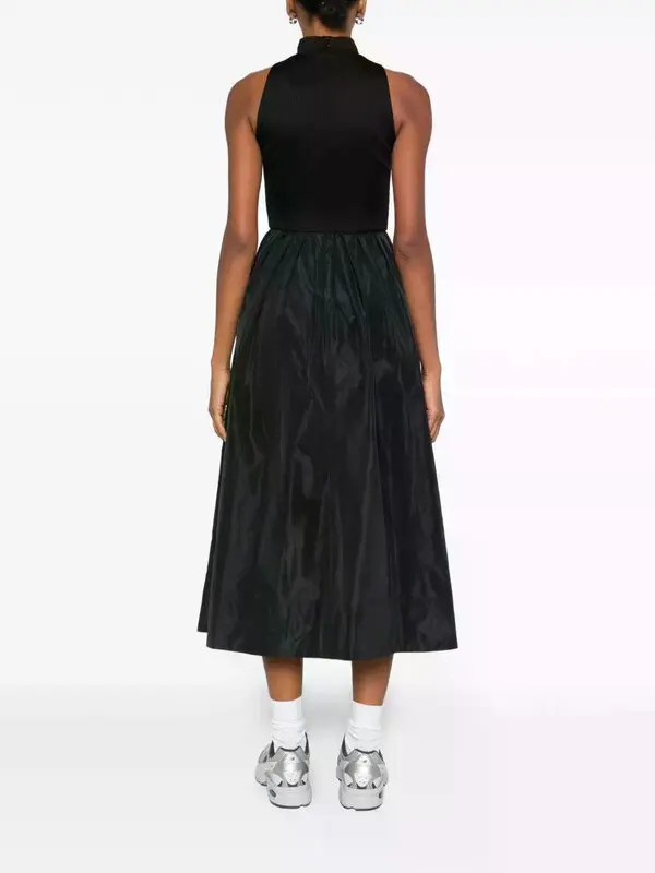 Maje Ribbed Knit & Satin Effect Midi Dress