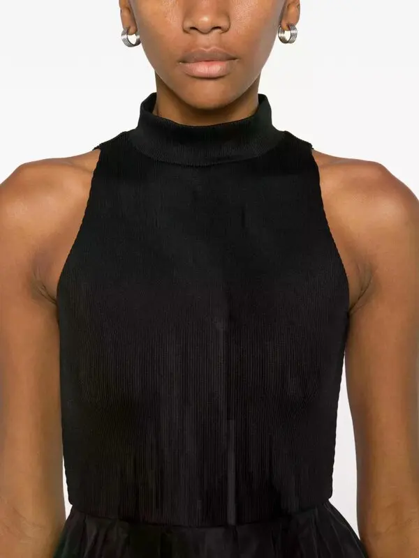Maje Ribbed Knit & Satin Effect Midi Dress