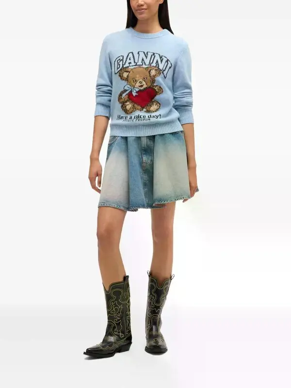 GANNI Panel Denim Skirt