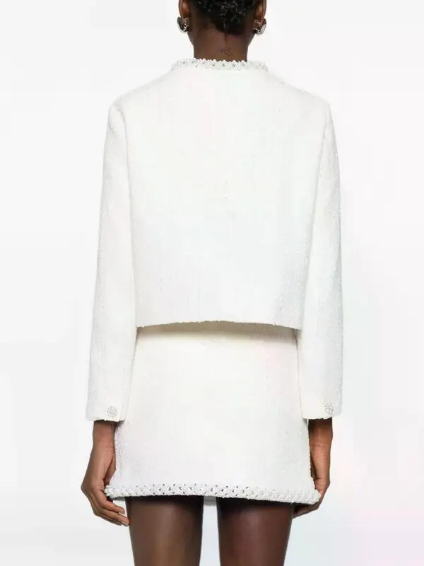 Maje Embellished Tweed Jacket With Pearl Trim