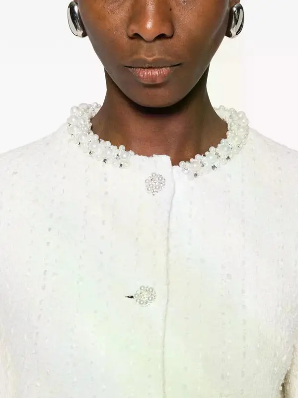 Maje Embellished Tweed Jacket With Pearl Trim