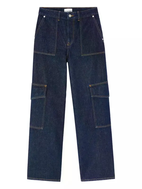 GANNI Cargo Pocket Straight Leg Jeans