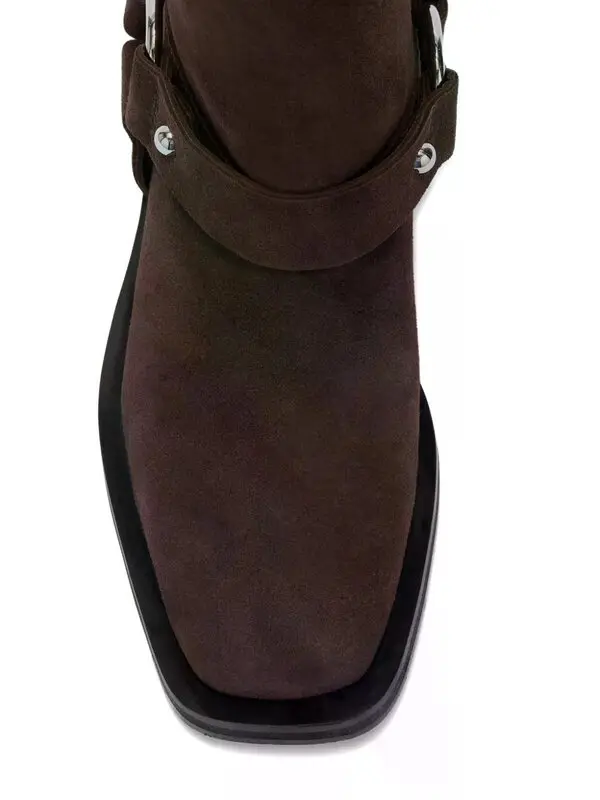 GANNI Buckle-detail Suede Boots - Brown