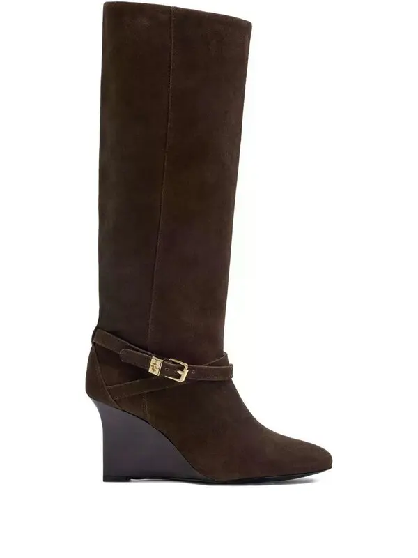 GANNI Buckle-strap Wedge Boots - Brown