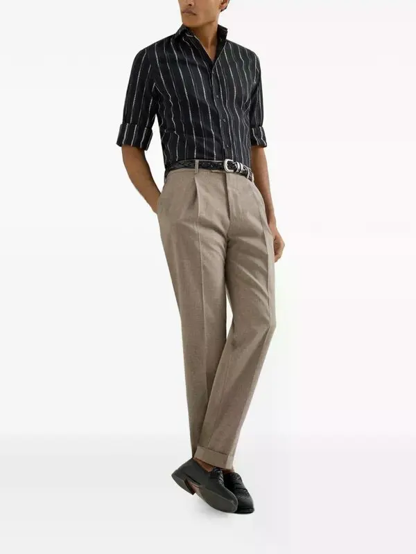 Brunello Cucinelli Mouliné Pleated Trousers