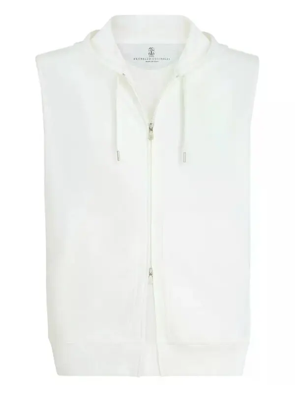 Brunello Cucinelli Zipped Sleeveless Hoodie - Neutrals