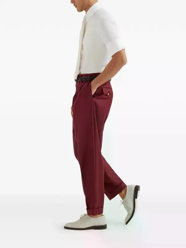 Brunello Cucinelli Double-pleated Virgin Wool Trousers - Red