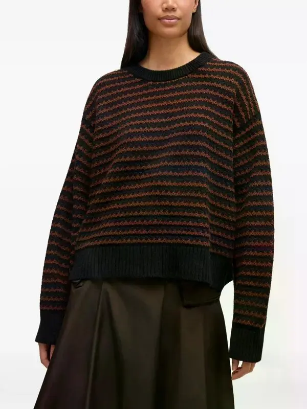 GANNI Striped Knitwear With Button Detail - Black