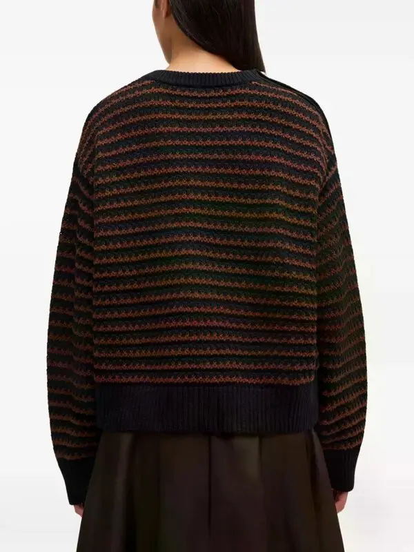 GANNI Striped Knitwear With Button Detail - Black
