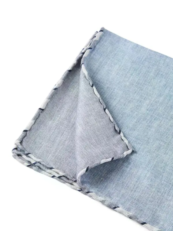 Brunello Cucinelli Striped-border Pocket Square - Blue