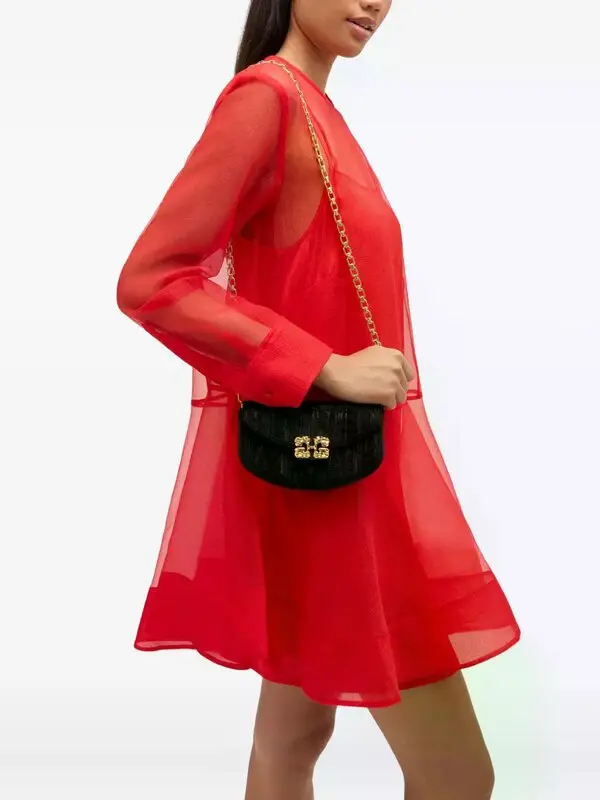 GANNI Textured Velvet Moiré Shoulder Bag