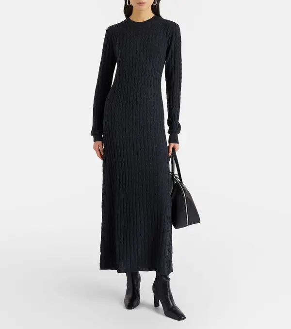 TOTEME Cable-knit Wool Maxi Dress - Grey