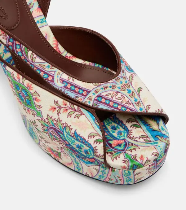 Etro 120 Paisley Canvas Platform Sandals - Multicoloured
