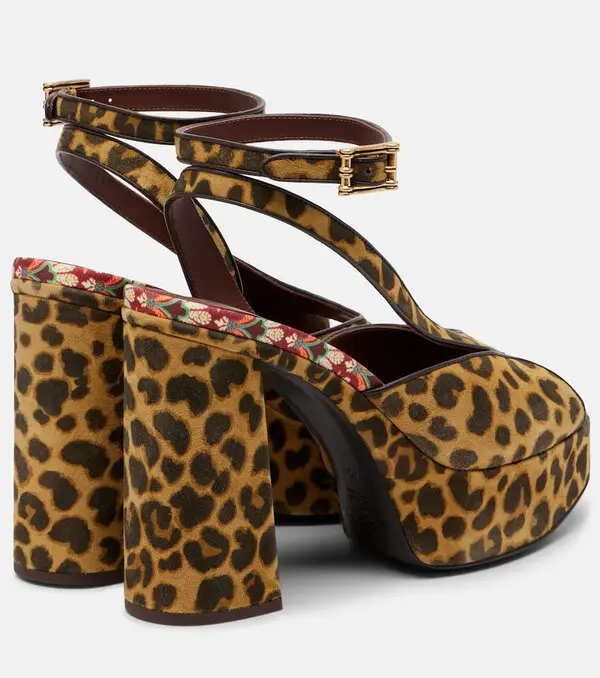 Etro 120 Leopard-print Canvas Platform Sandals