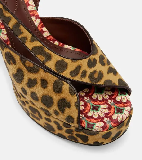 Etro 120 Leopard-print Canvas Platform Sandals