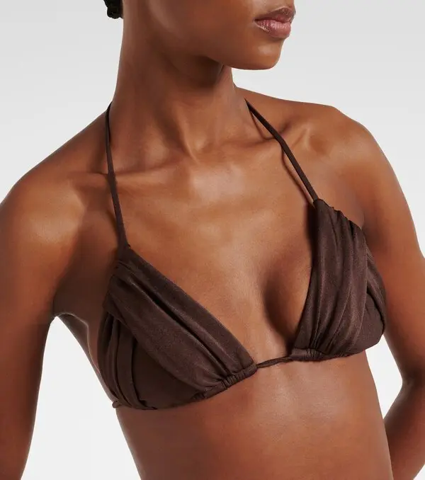 BANANHOT Jasmin Gathered Bikini Top - Brown