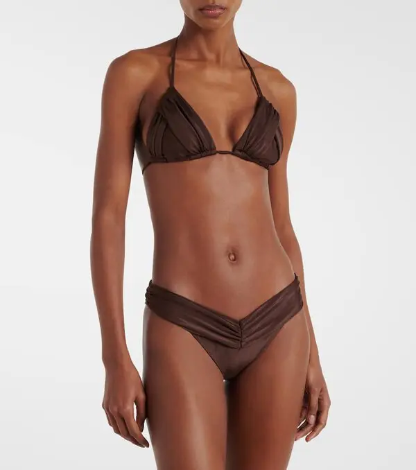 BANANHOT Jasmin Gathered Bikini Top - Brown