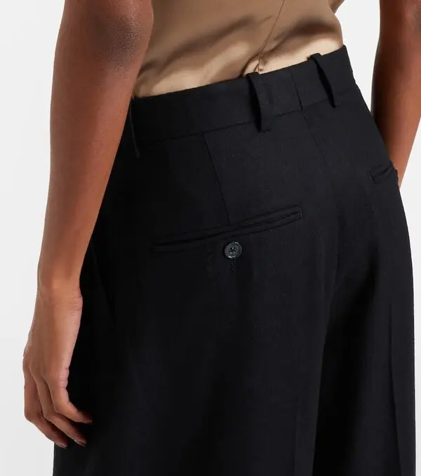 TOTEME Flannel Wide-leg Trousers - Black