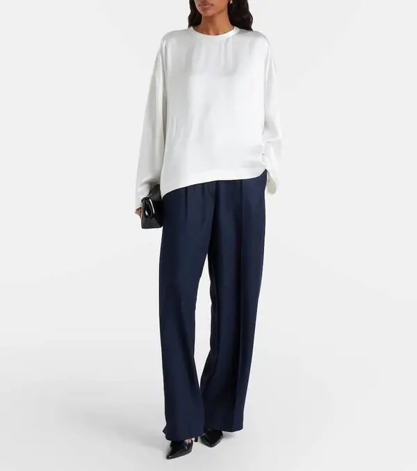 TOTEME Flannel Wide-leg Pants - Blue