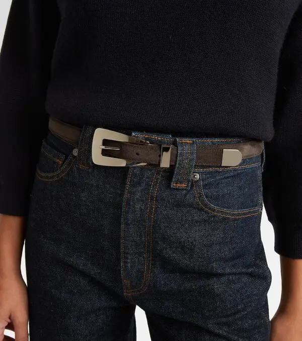 Khaite Lucca Suede Belt - Brown
