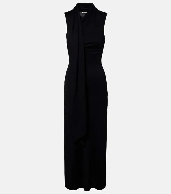 AMI Paris Tie-neck Jersey Midi Dress