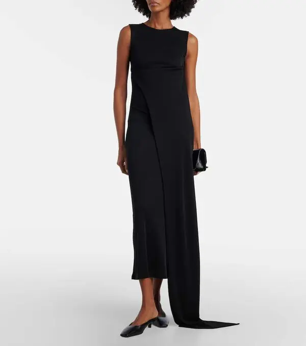 AMI Paris Tie-neck Jersey Midi Dress