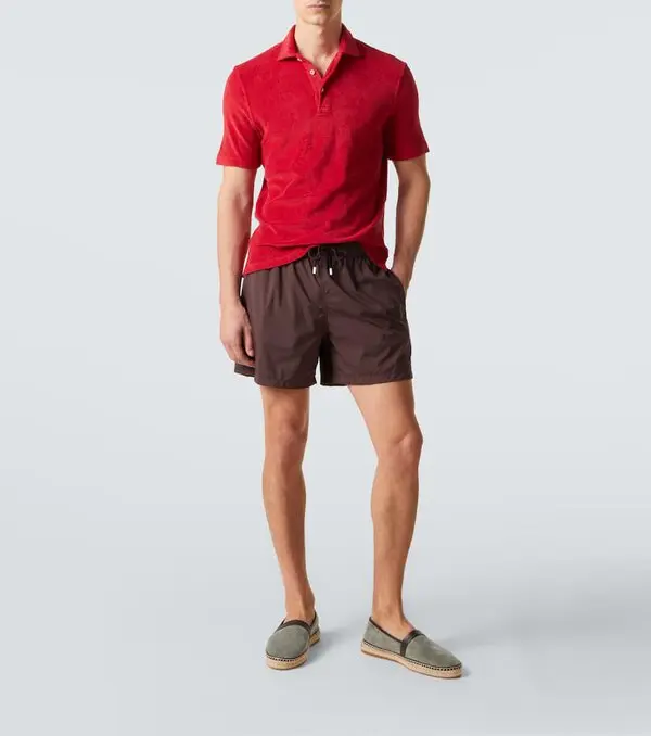 Fedeli Mondial Cotton Terry Polo Shirt - Red