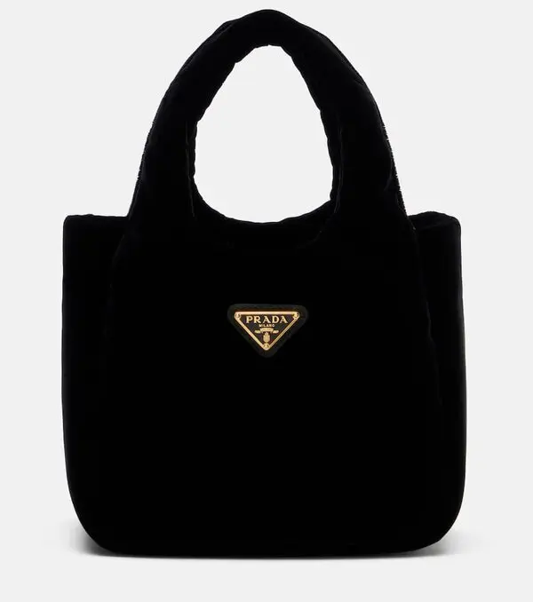 Prada Mini Velvet Top-handle Bag - Black