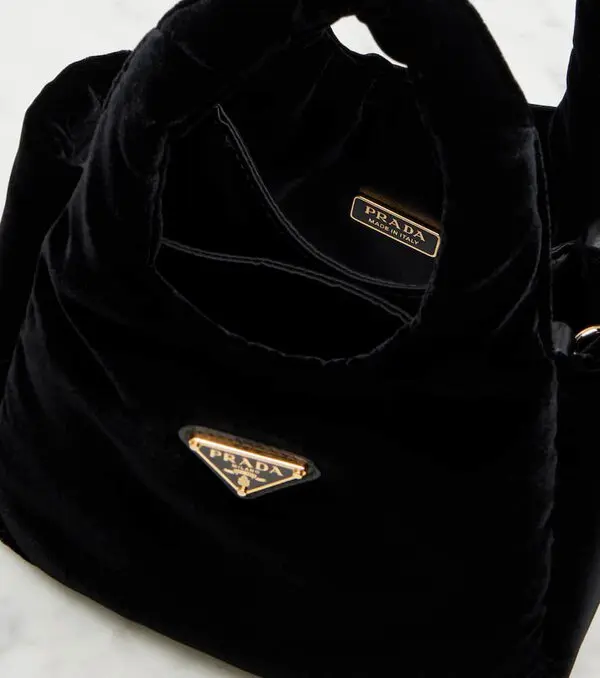 Prada Mini Velvet Top-handle Bag - Black