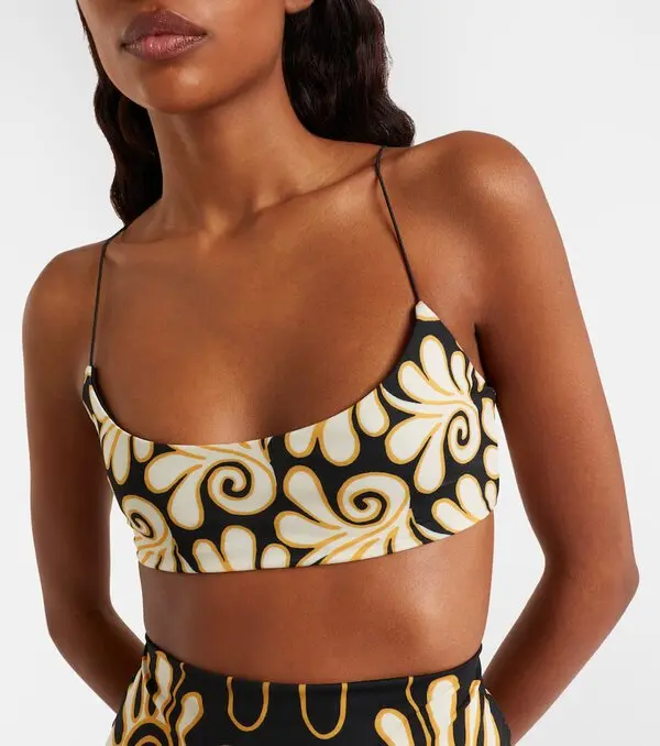 CALA DE LA CRUZ Isla Printed Bikini Top - Black
