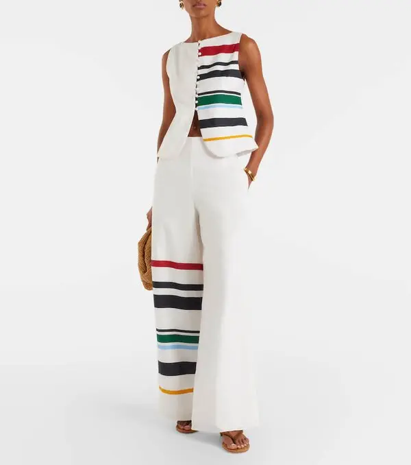 CALA DE LA CRUZ Genova Striped Linen Top