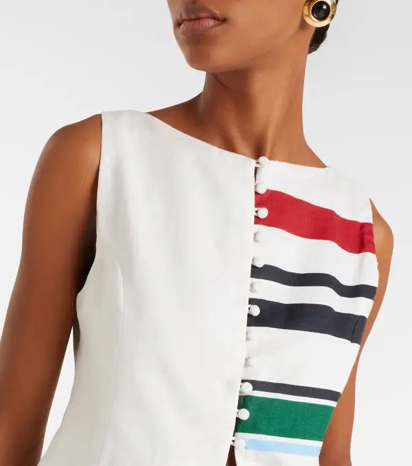 CALA DE LA CRUZ Genova Striped Linen Top