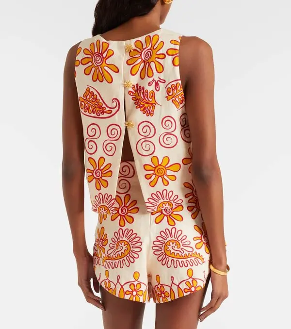 CALA DE LA CRUZ Avelino Printed Linen Top