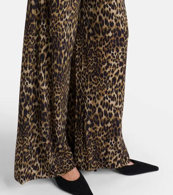 NILI LOTAN Adriel Leopard-print Wide-leg Pants