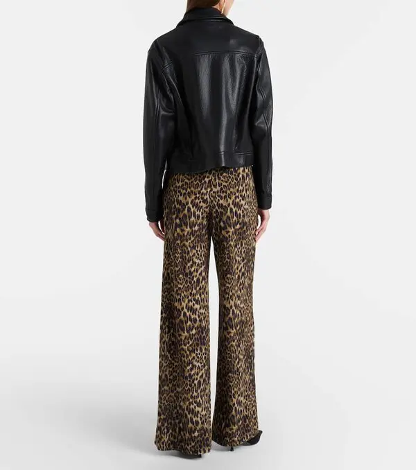NILI LOTAN Adriel Leopard-print Wide-leg Pants