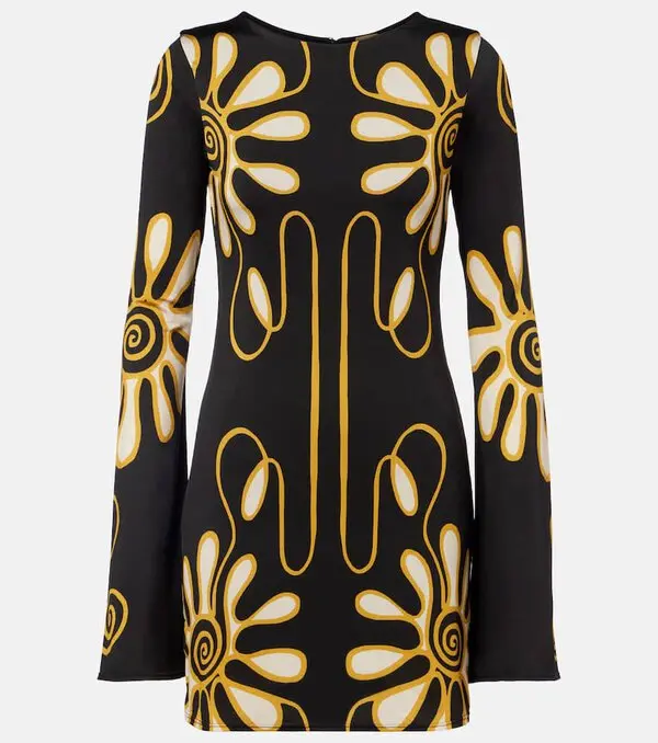 CALA DE LA CRUZ Maisha Printed Jersey Minidress - Black