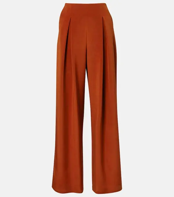Max Mara Palude Silk-blend Crepe Wide-leg Trousers - Orange