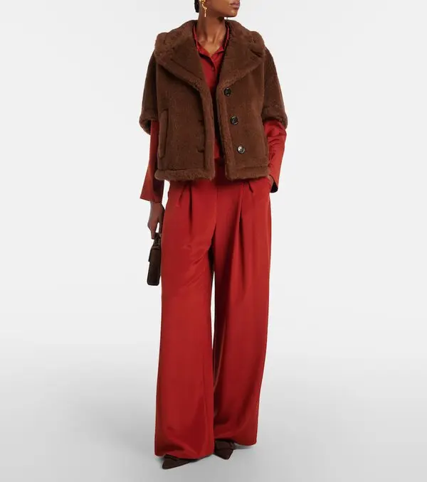 Max Mara Palude Silk-blend Crepe Wide-leg Trousers - Orange